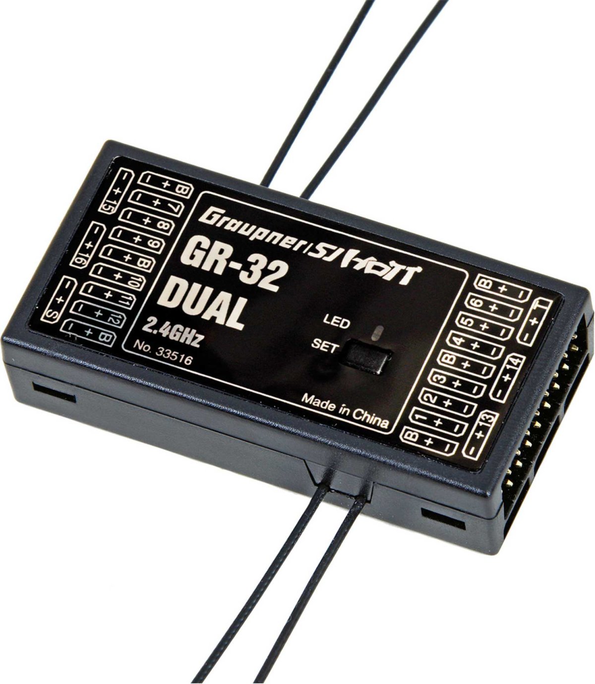 GR-32 DUAL 2,4GHZ HOTT 16K RECEIVER - Graupner - Rc-Kiosken.dk